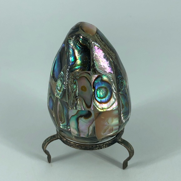 Art | Vintage Abalone Inlay Shell Egg On Stand | Poshmark